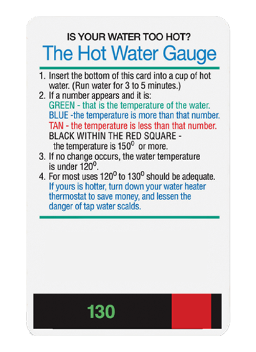 Hot Water Temperature Card - Efficient water conservation solution ...